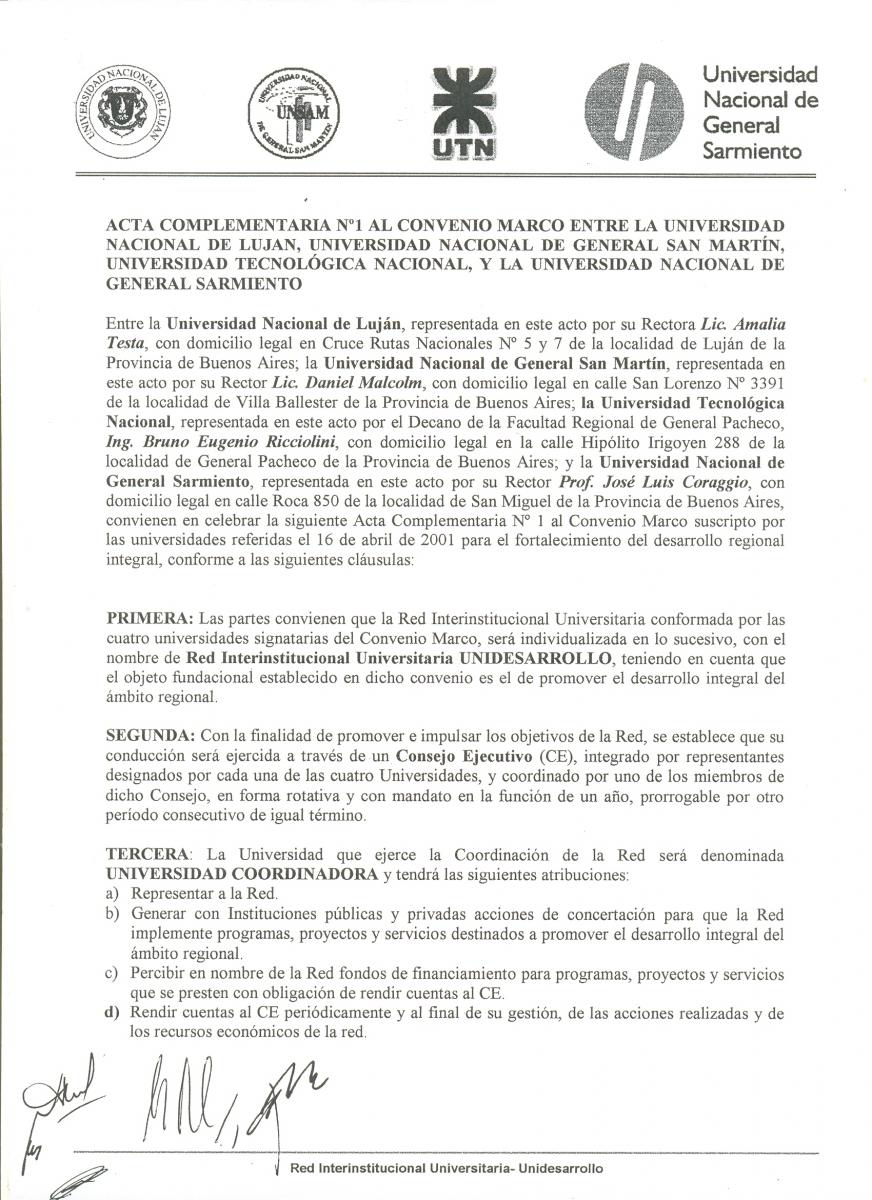 Actas Complementarias | Unidesarrollo